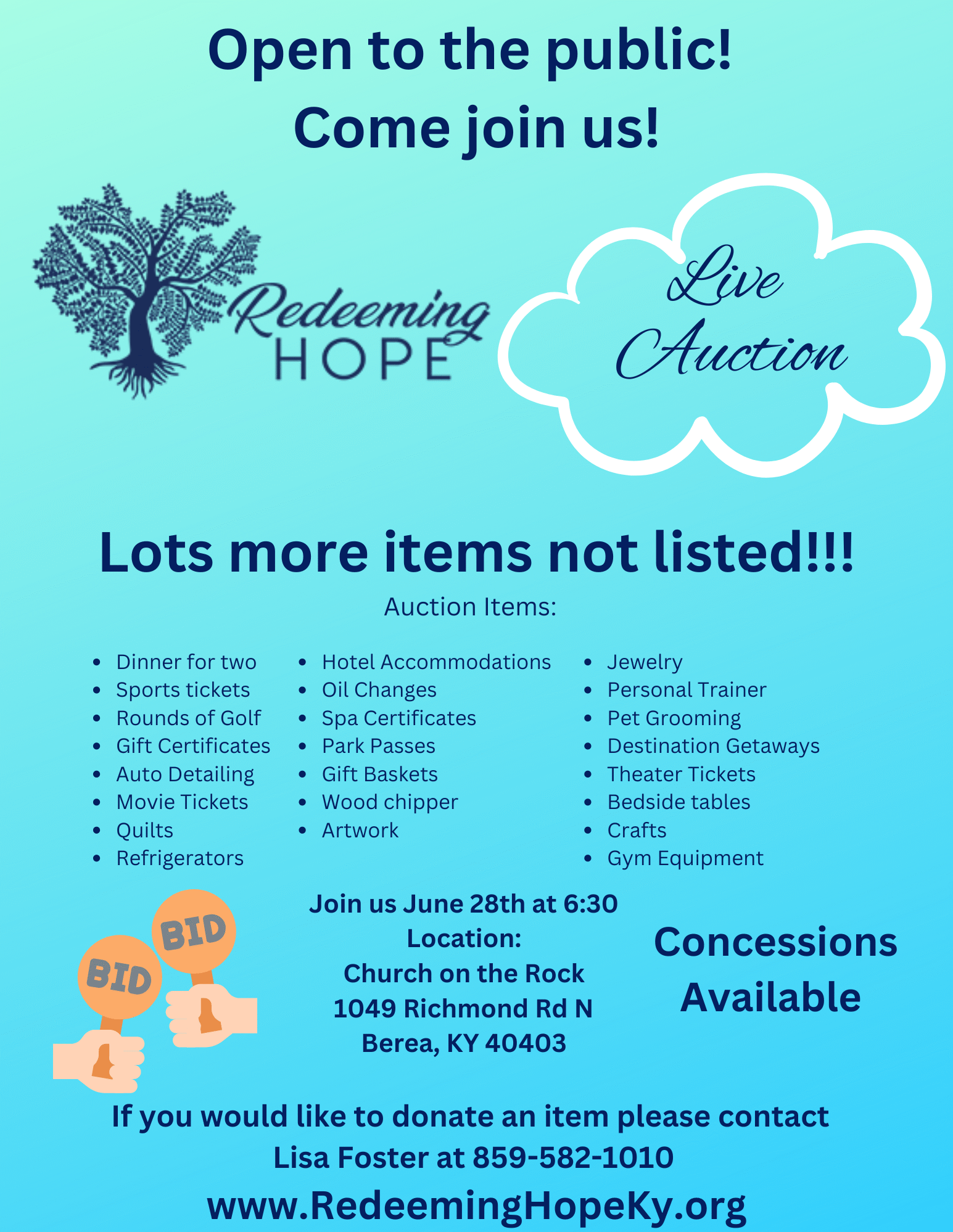 Our Calendar of Events & Fundraisers - Redeeming Hope Non-Profit